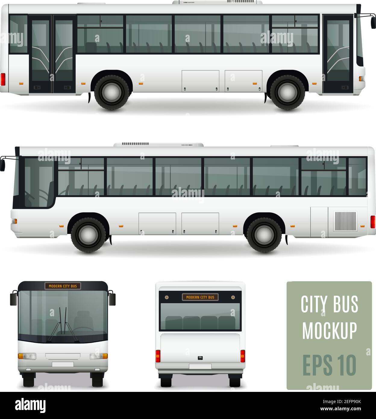 Modern city bus realistic advertising template side view front and rear ...