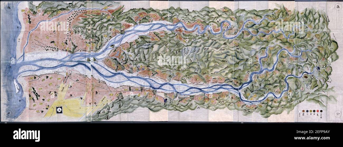 Old Japanese River Map Stock Photo - Alamy