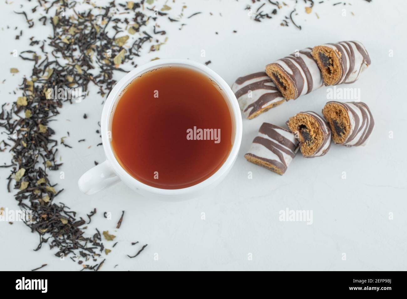 A cup of aroma tea with chocolate bars Stock Photo - Alamy