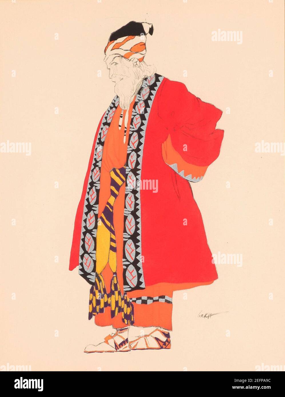 Old man in a red coat by L.Bakst Stock Photo - Alamy