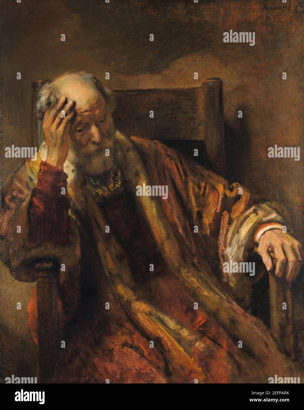Old Man in an Armchair, Rembrandt van Rijn, 1652 Stock Photo - Alamy