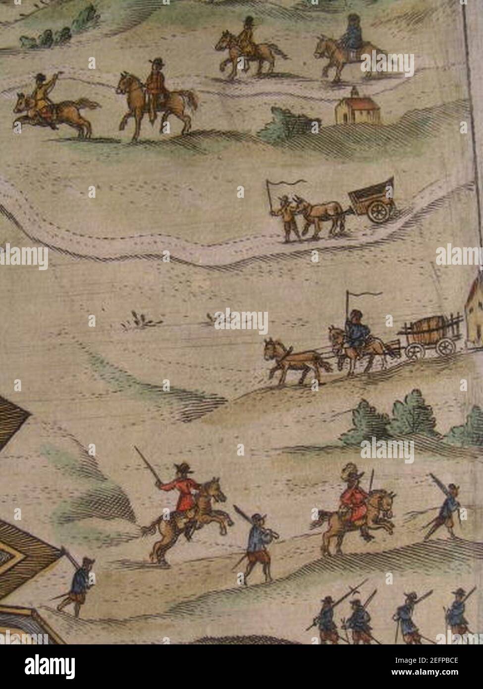 Old map of Ghent by Priorato in 1673, detail 3 Stock Photo - Alamy
