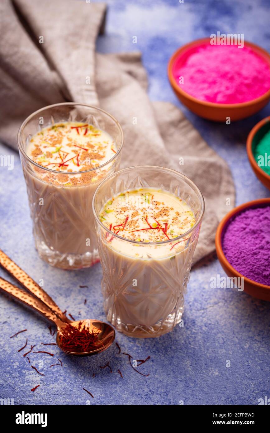 Traditional Indian drink thandai with saffron Stock Photo - Alamy