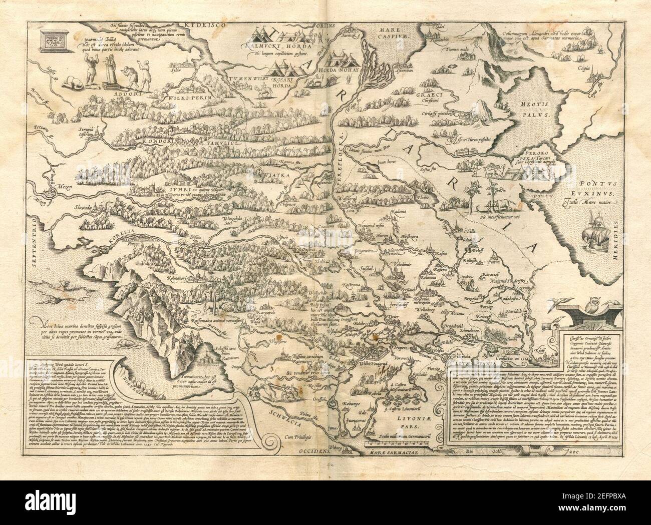 Old map of Russia by Anton Wied (1555 Stock Photo - Alamy