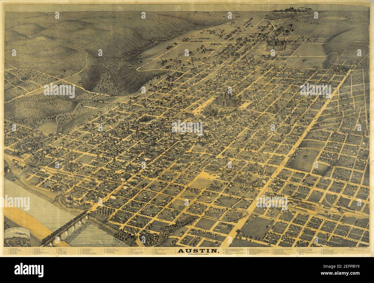 Old map of austin hi-res stock photography and images - Alamy