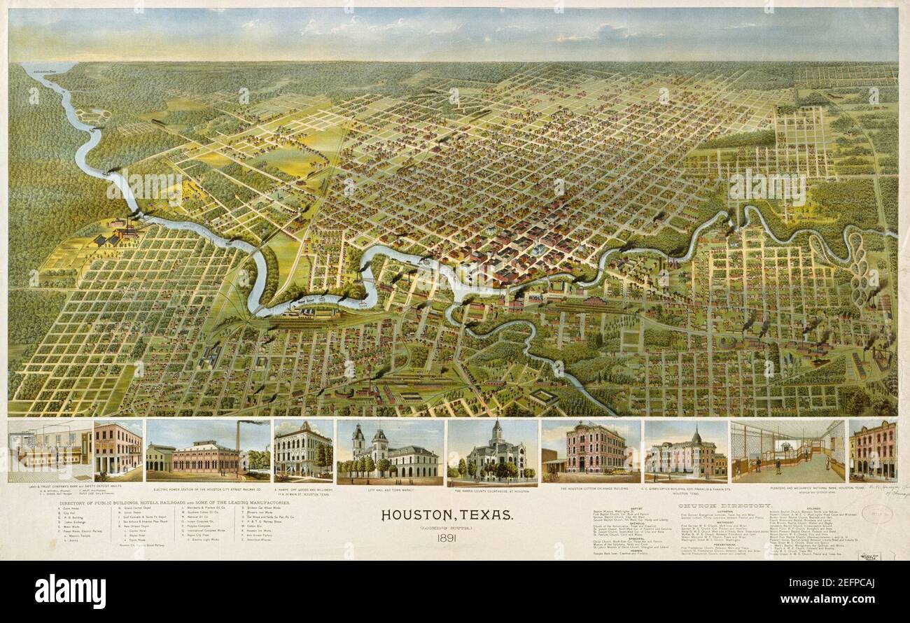 Old map of houston hi-res stock photography and images - Alamy