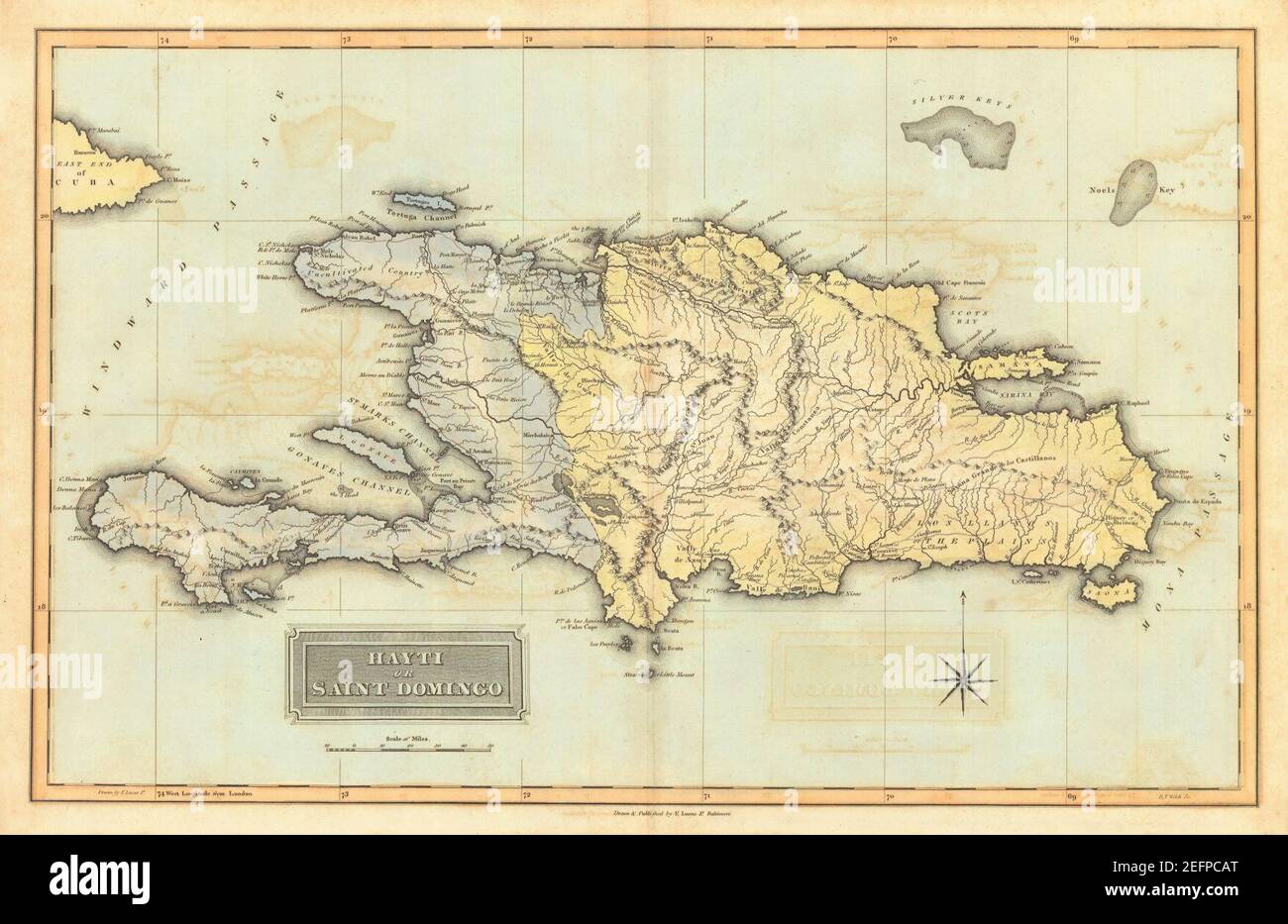 Old maps of Hispaniola - 1820 - 001 Stock Photo - Alamy