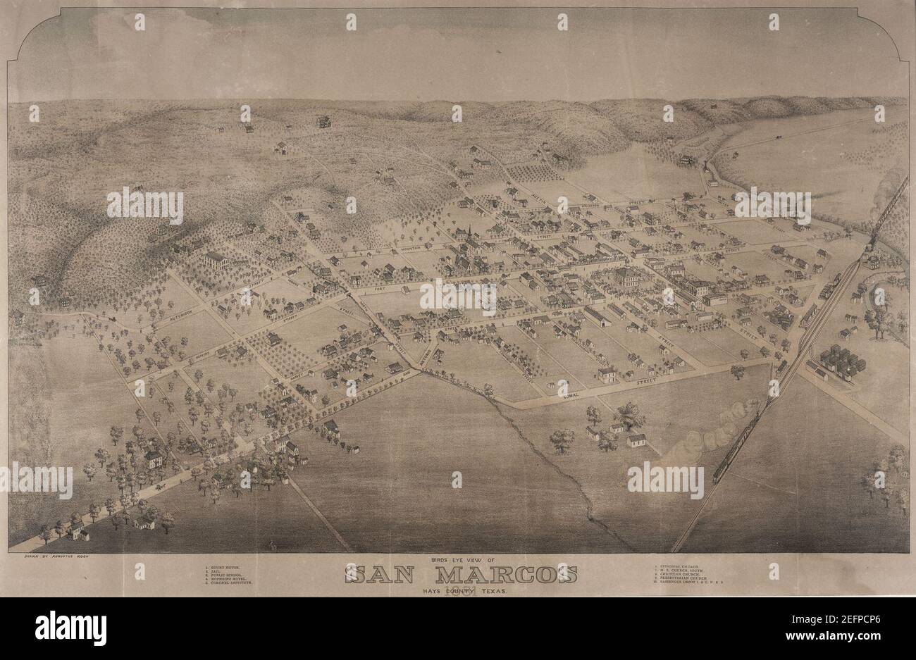 Old map-San Marcos-1881 Stock Photo - Alamy