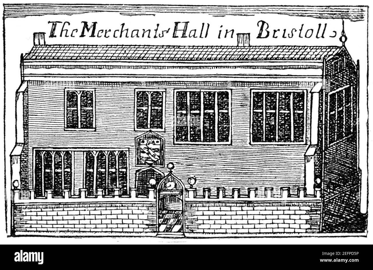 Old Merchant's Hall from Millerd's Map of Bristol Stock Photo - Alamy