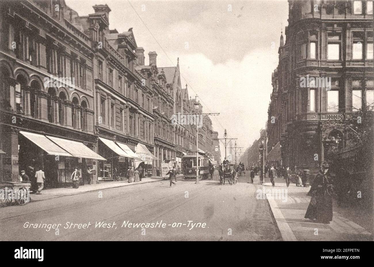Old postcard of Grainger Street, Newcastle 003 Stock Photo - Alamy