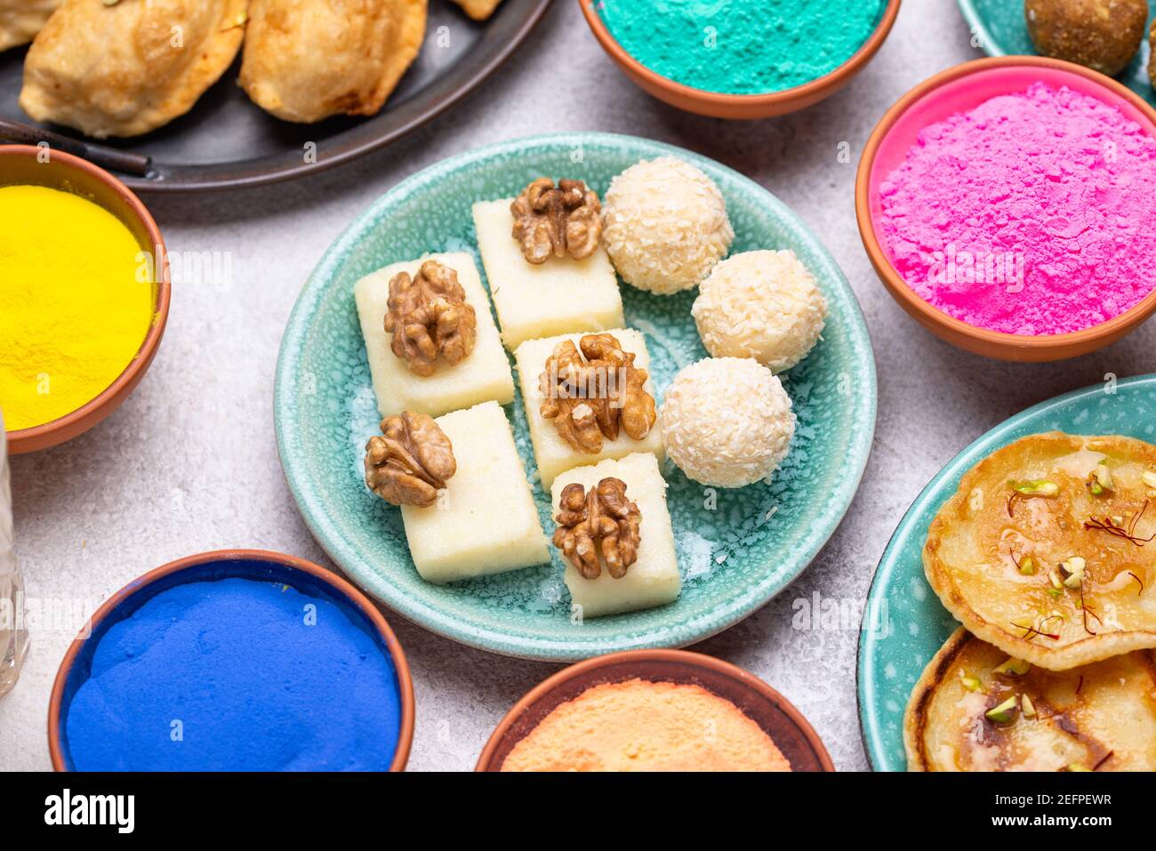 Traditional Indian dessert burfi for Holi Stock Photo - Alamy