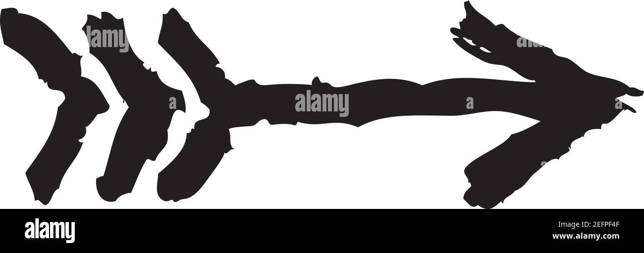 Vector illustration of a black arrow that looks like it has been drawn ...