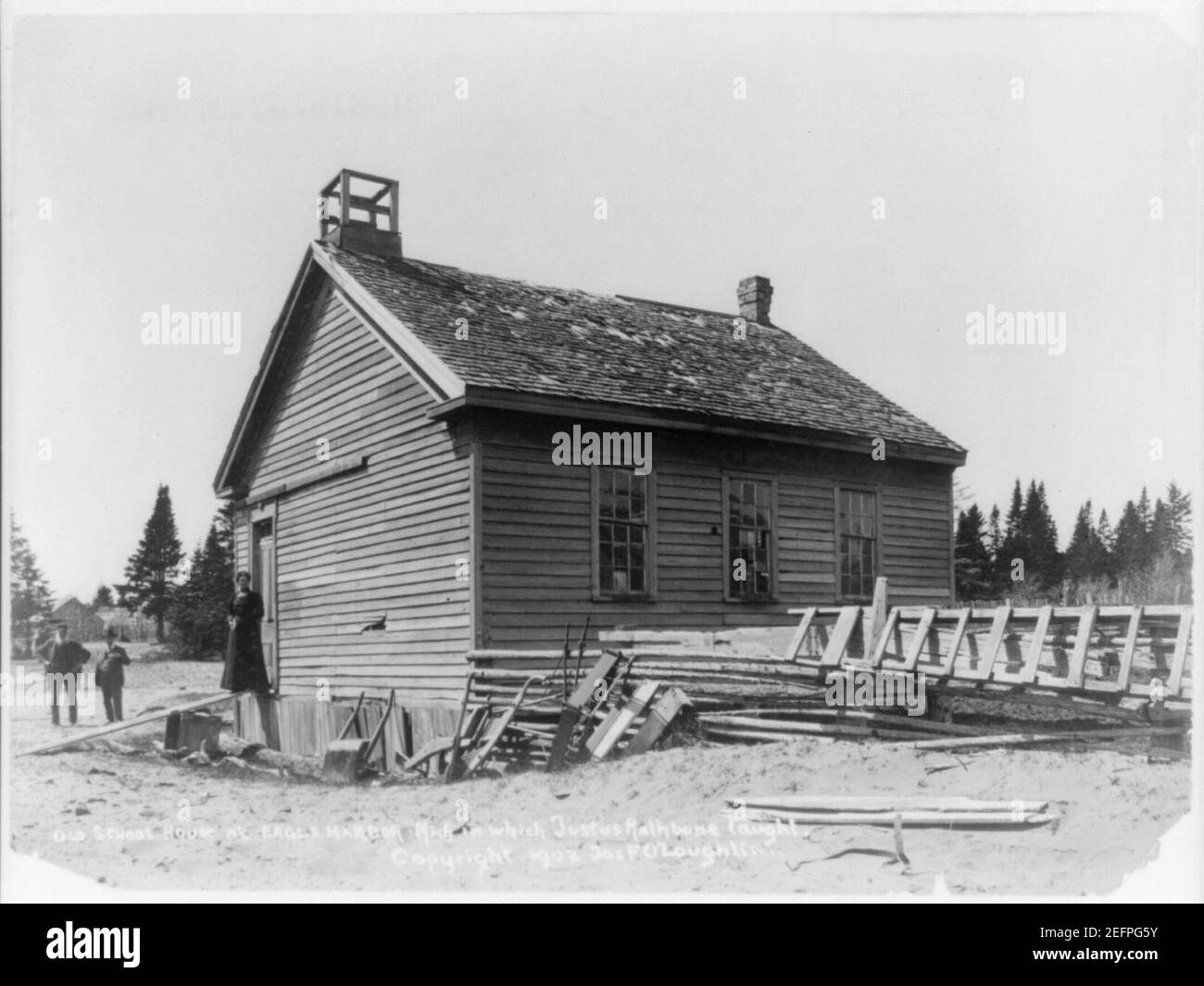 Old school house at Eagle Harbor, Mich., in which Justus Rathbone ...