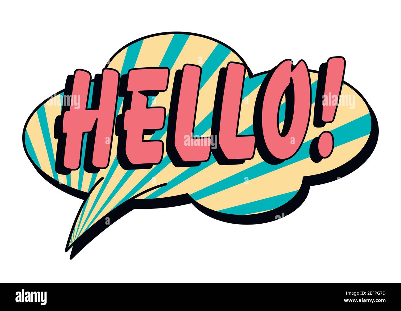 Hello speech bubble in retro style. Vector illustration isolated on ...