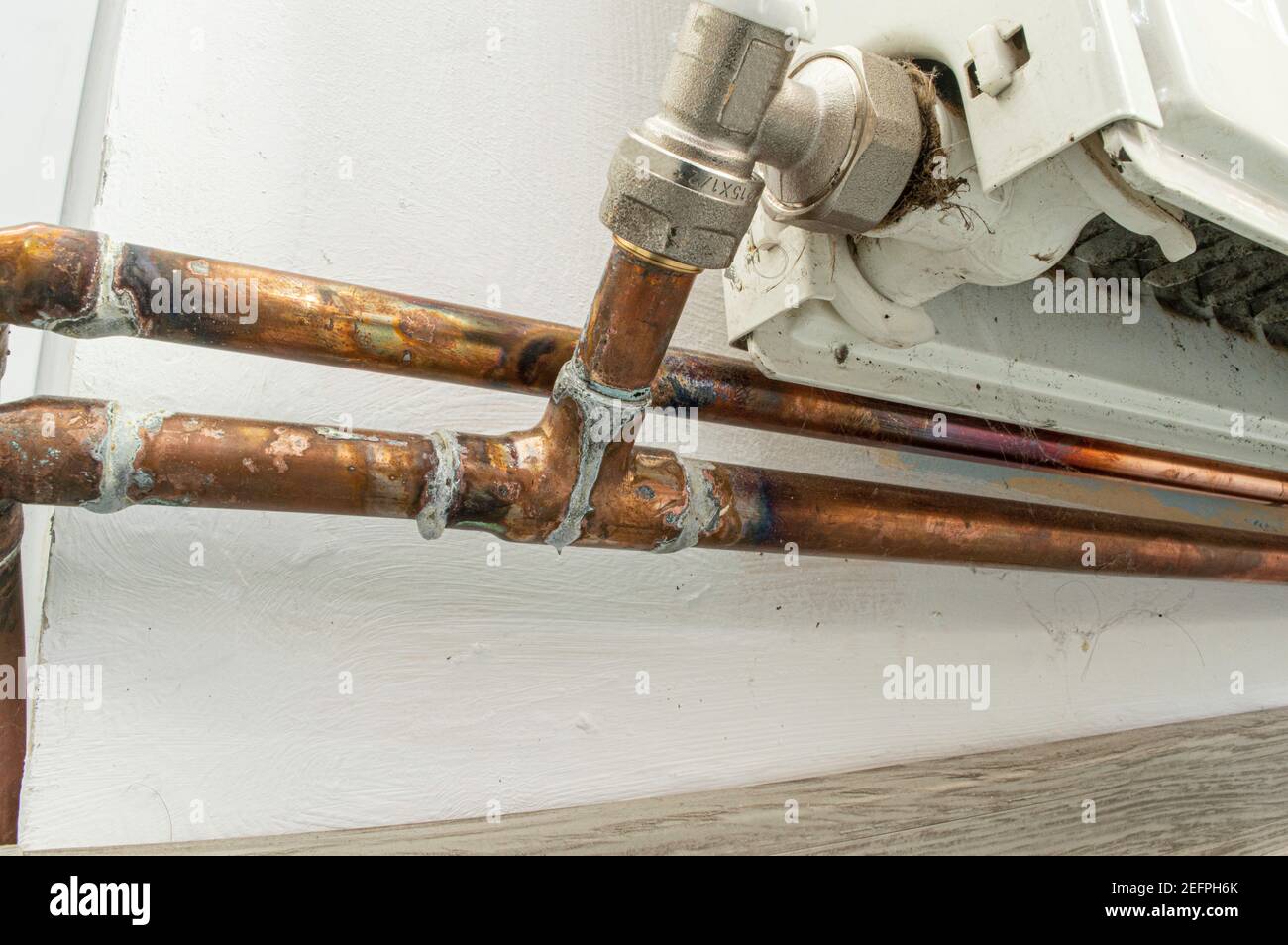 welded cooper pipes Stock Photo - Alamy