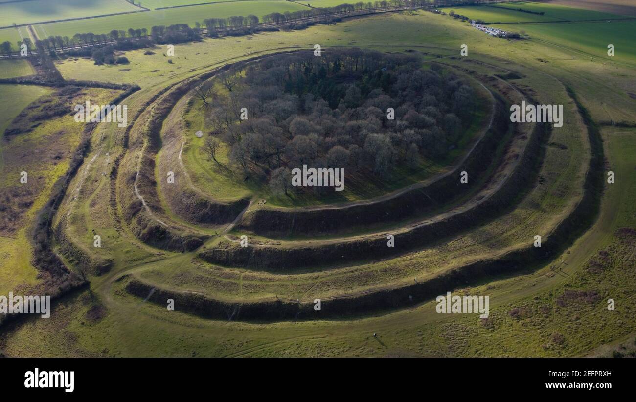 Aerial shot of Badbury Rings in Dorset, England Stock Photo - Alamy