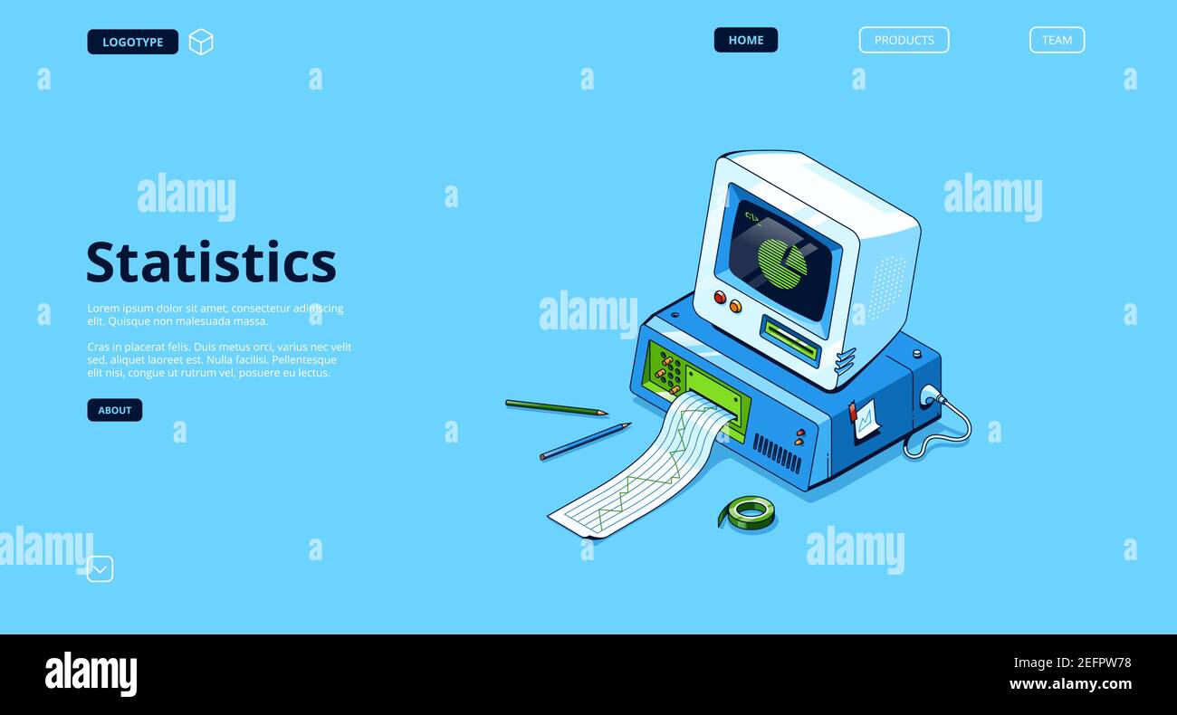 Statistics banner. Analysis and research information, data report with ...