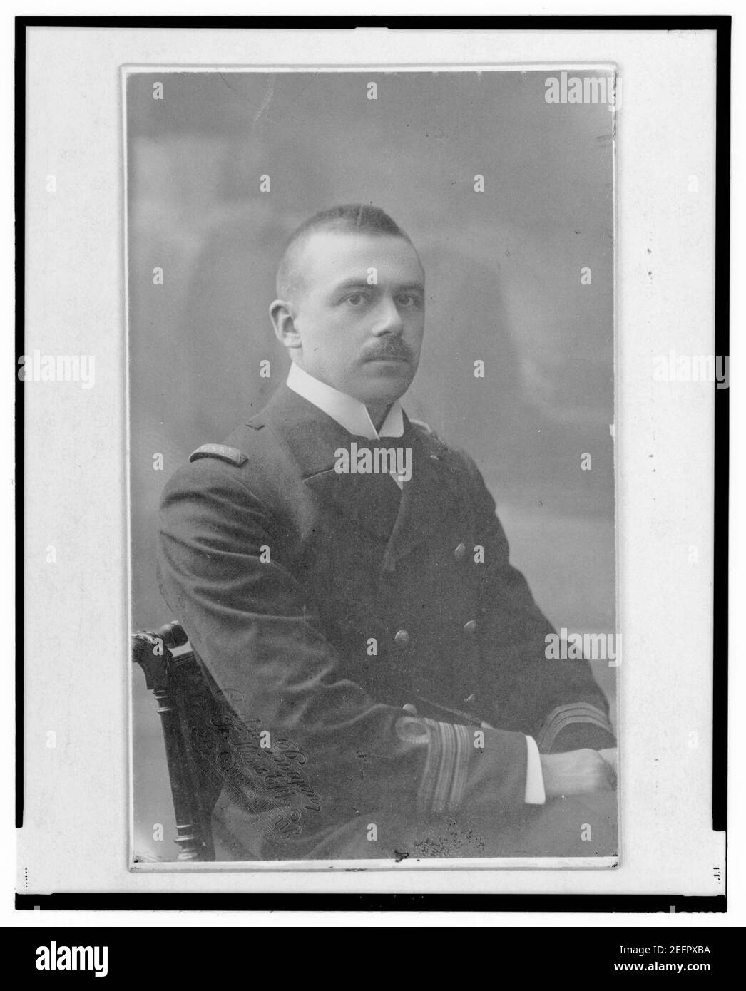 Ole Engelstad, half-length portrait, in uniform, seated, facing right ...