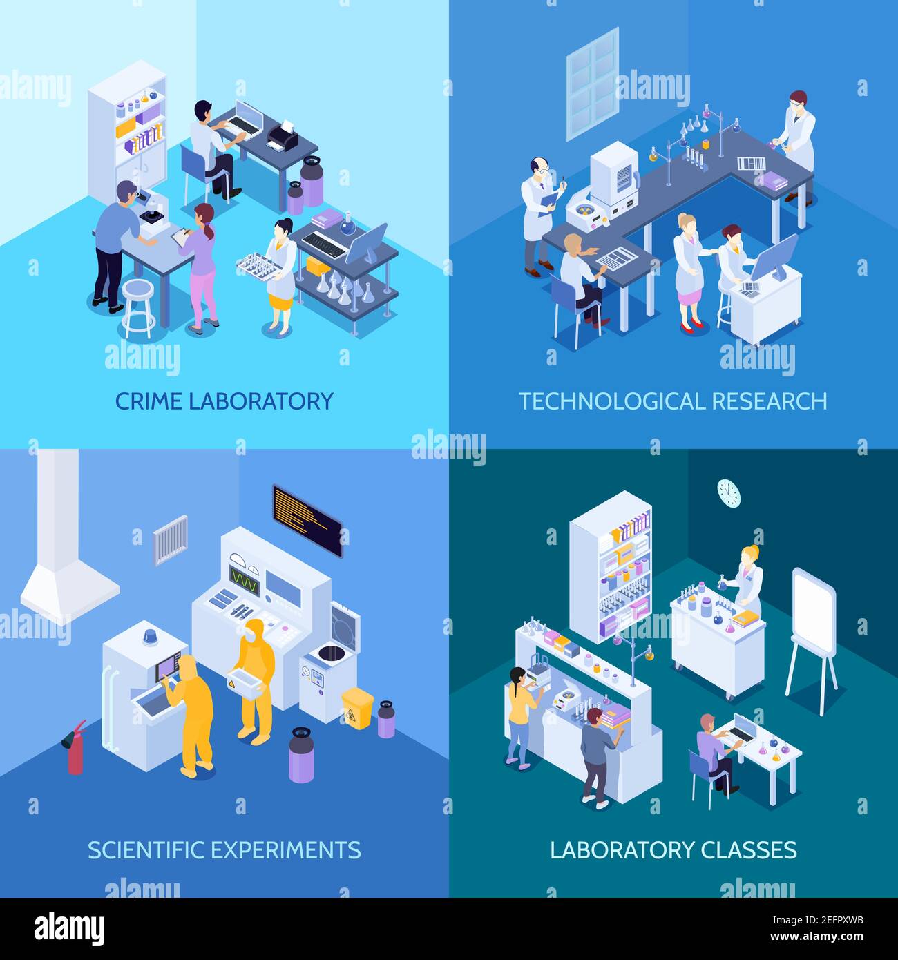Crime laboratory, chemical practice classes, scientific experiments and ...