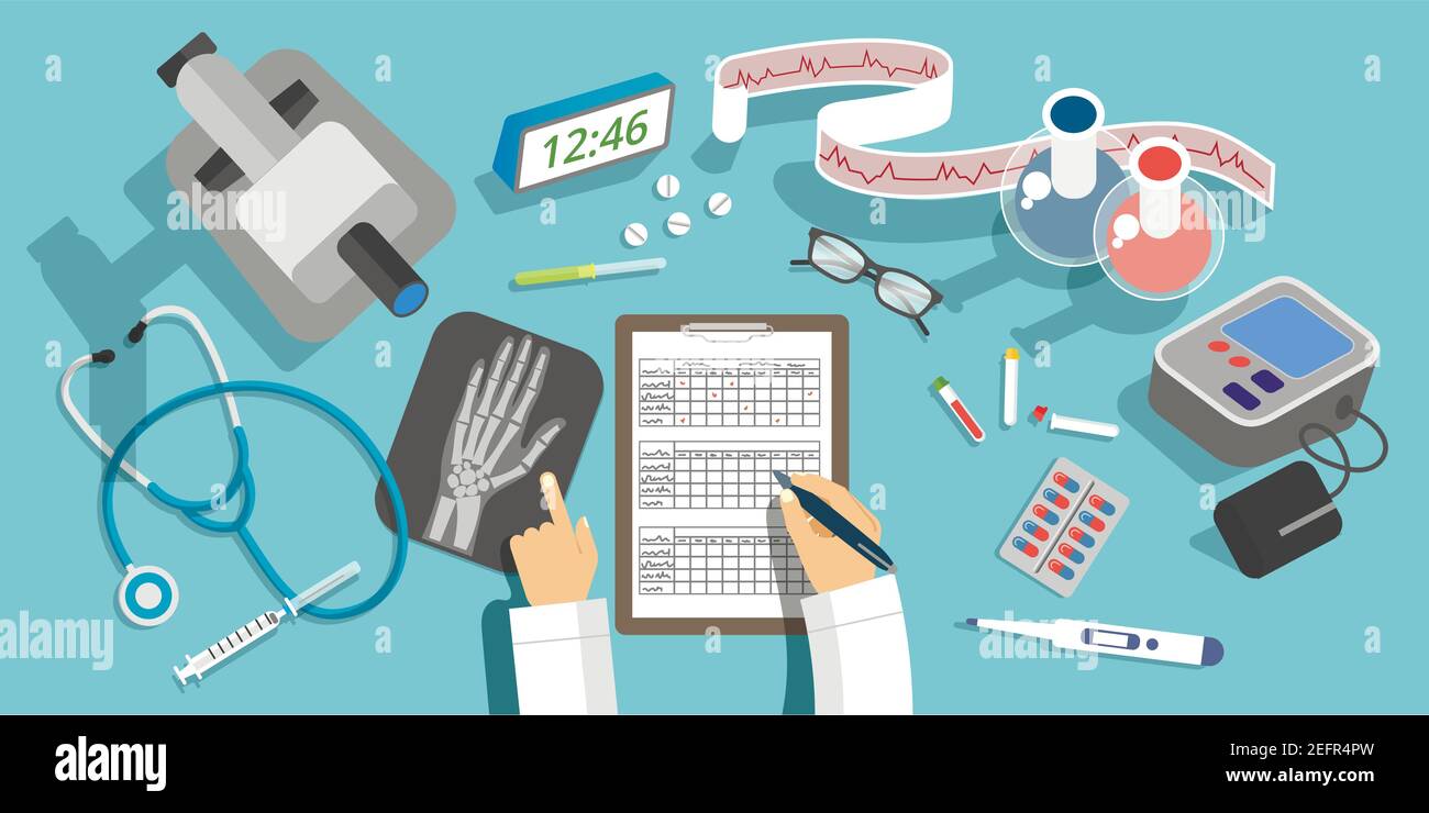 Vector flat design illustration of medicine and healthcare concepts ...