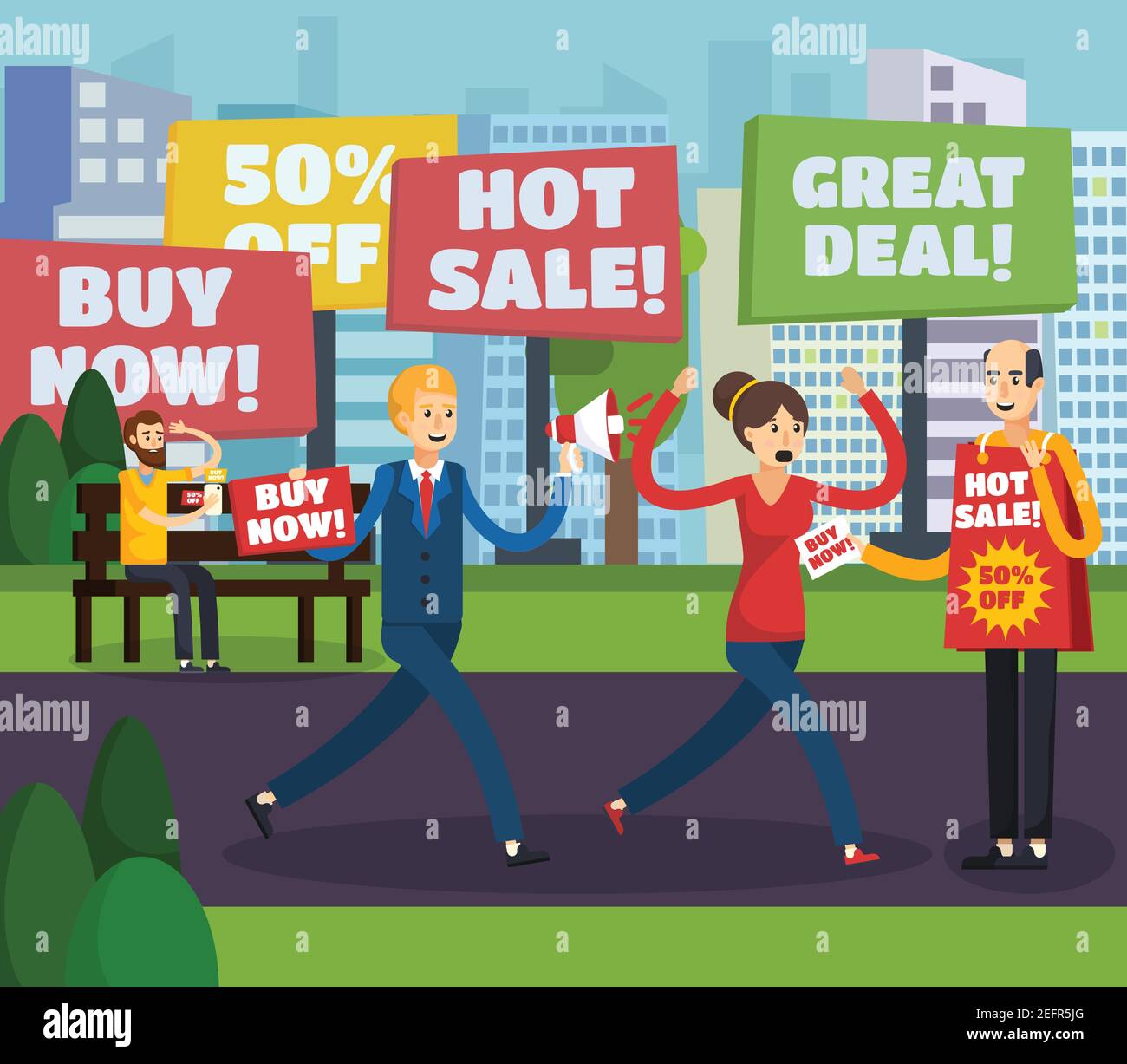 Colored flat annoying intrusive advertisement orthogonal composition ...