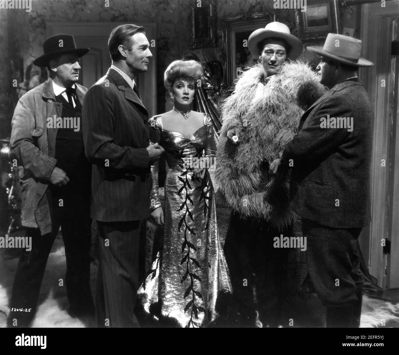 RANDOLPH SCOTT MARLENE DIETRICH and JOHN WAYNE in THE SPOILERS 1942 ...