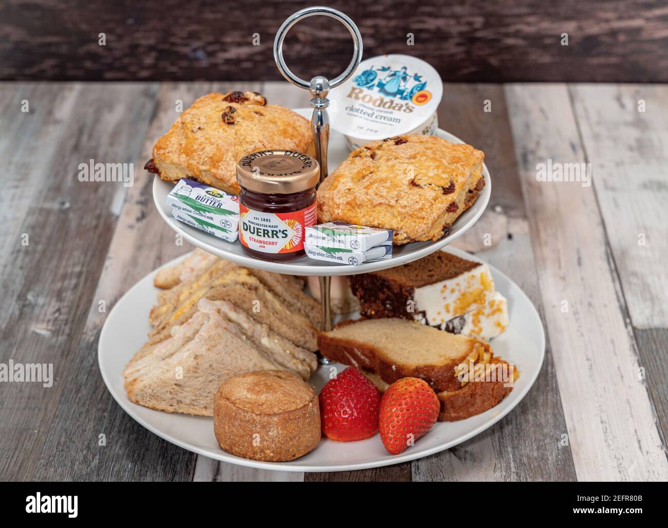 London, United Kingdom - February 14th 2021 : A classic cream tea with ...