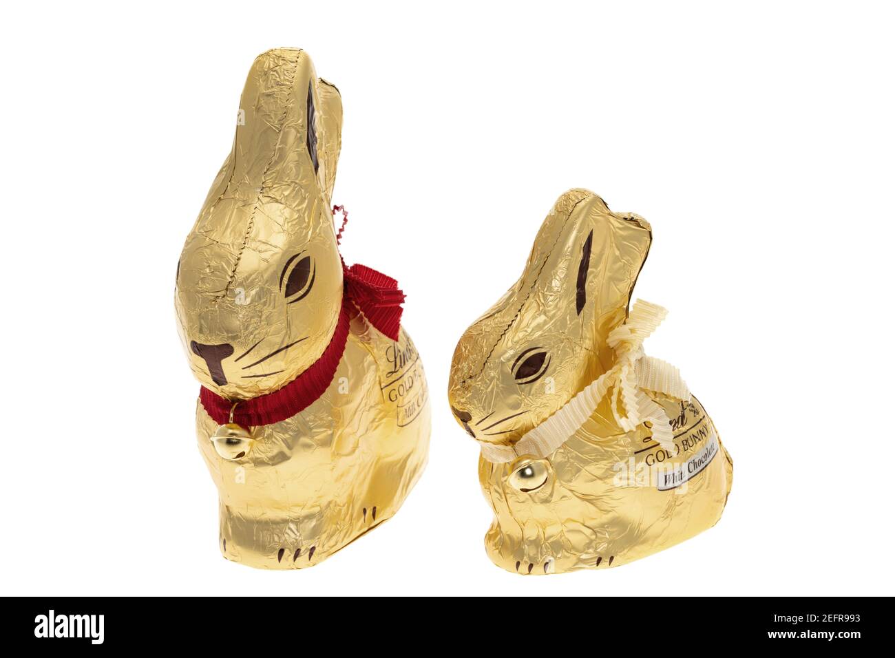 London, UK - February 15, 2021: Two Lindt Gold Easter Bunnies with ...