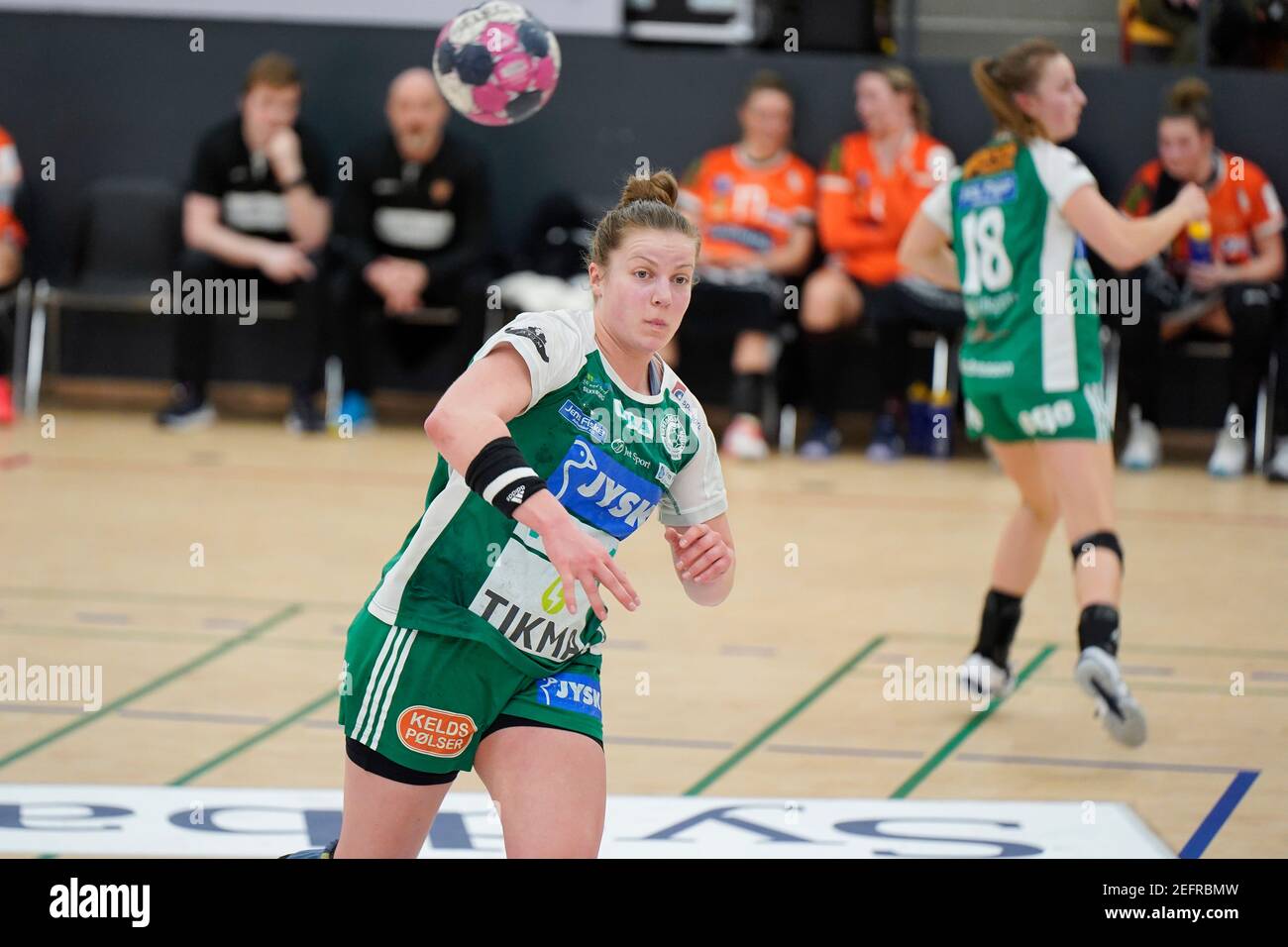 Odense, Denmark. 17th Feb, 2021. Mathilde Kristensen (13) of Silkeborg ...