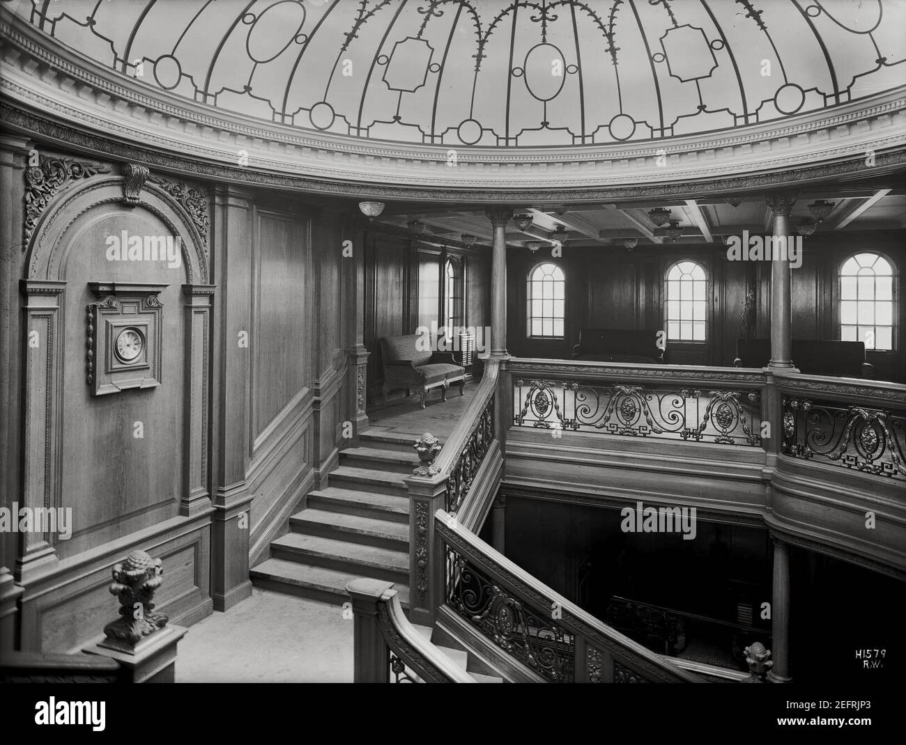 Olympic 1st Class Aft Staircase ADeck Level Stock Photo - Alamy