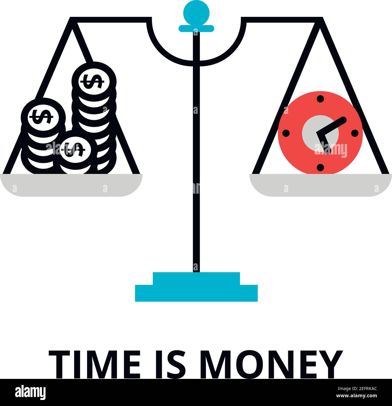 Modern flat editable line design vector illustration, time is money ...