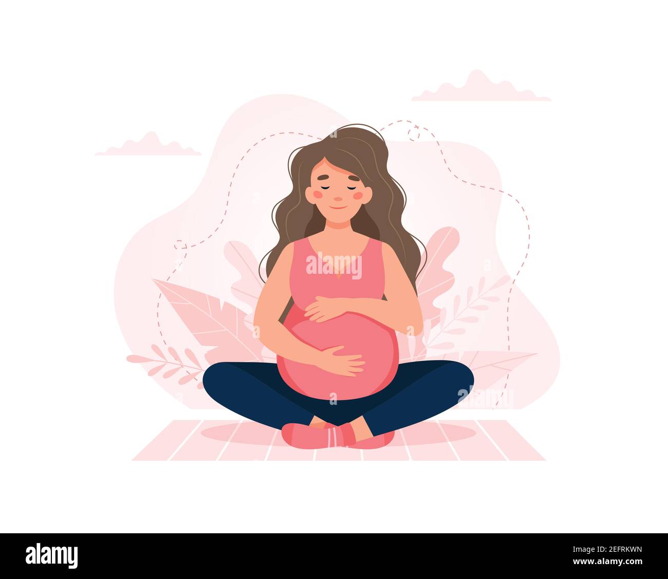 Pregnant woman concept vector illustration in cute cartoon style ...