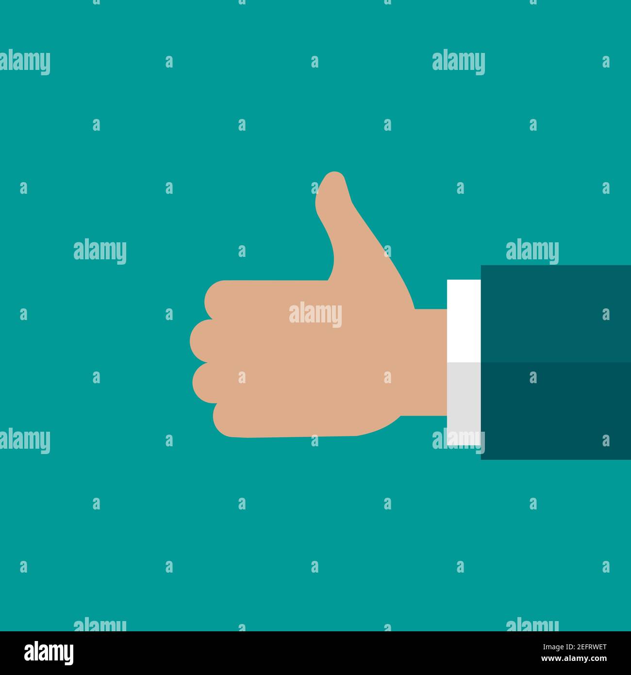 Hand with thumb up isolated on turquoise background. good, cool, like ...