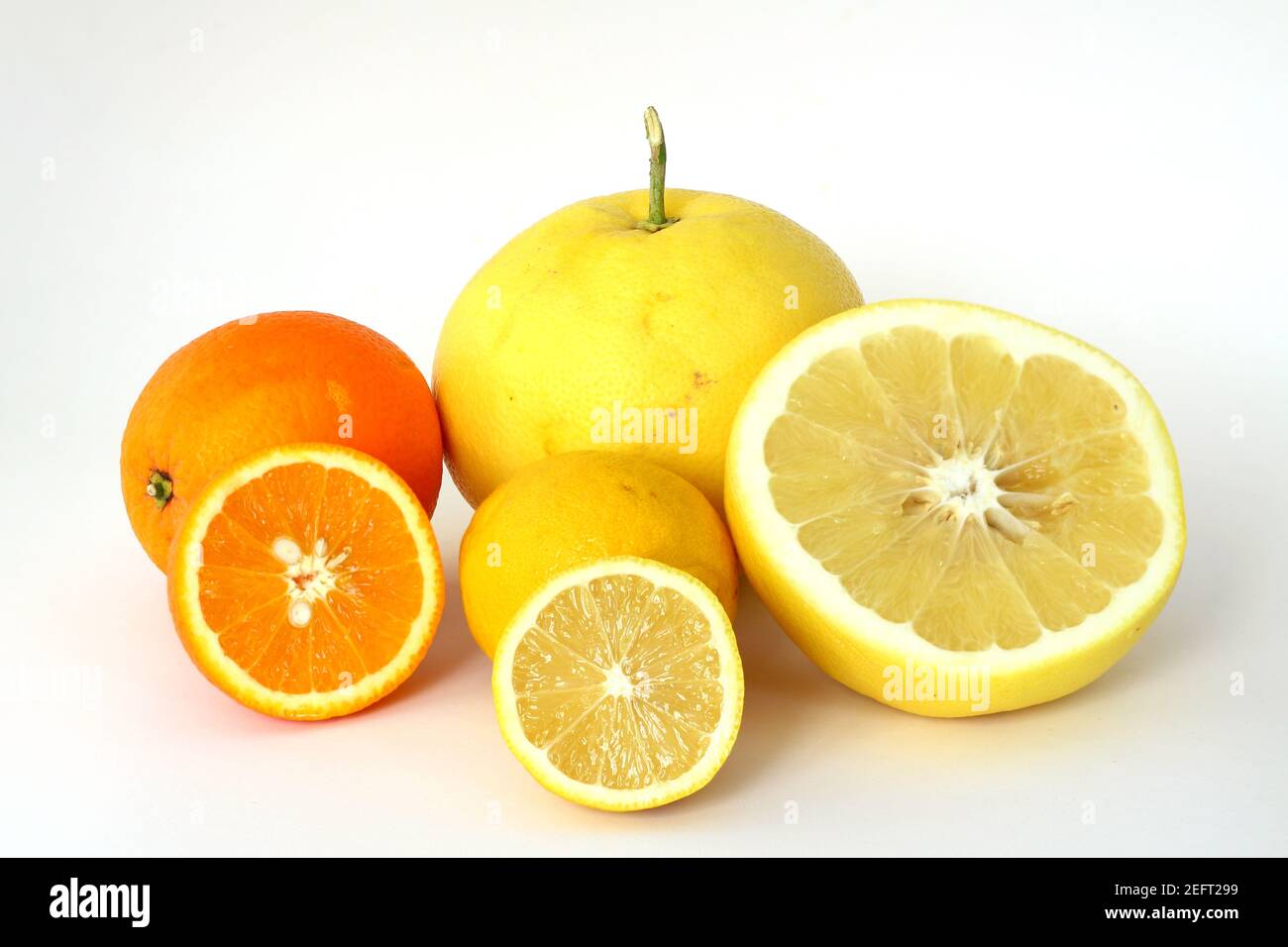 Image of orange, grapefruit and lemon on white background Stock Photo ...