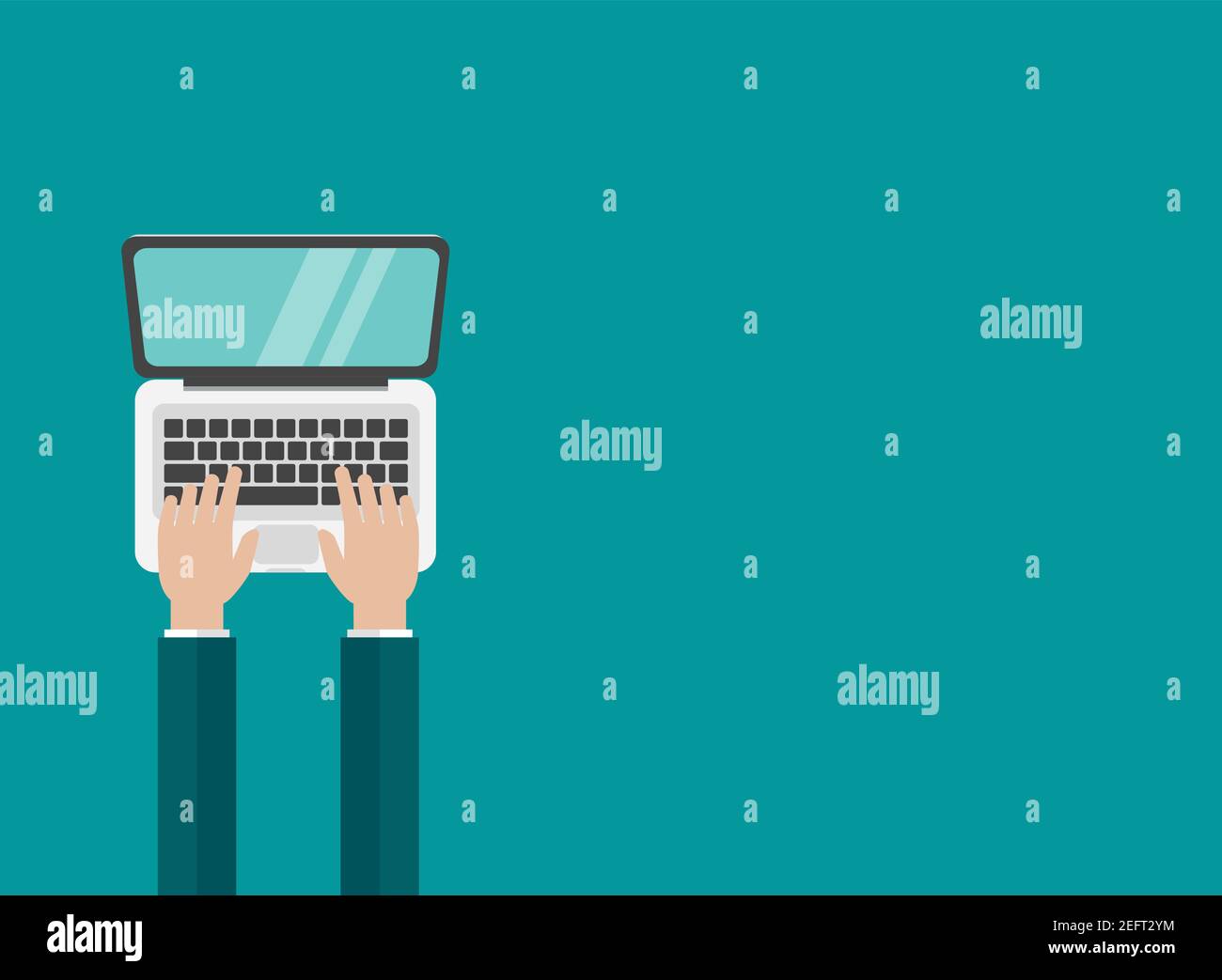 Home office, remote job background. laptop and hands on the keyboard ...