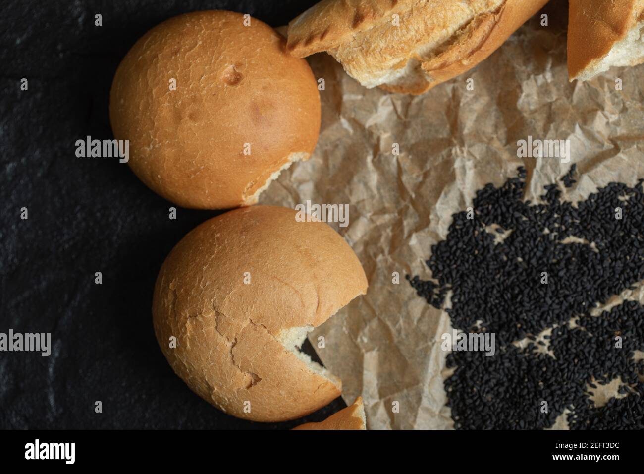 Different types of pastries on a parchment paper Stock Photo - Alamy