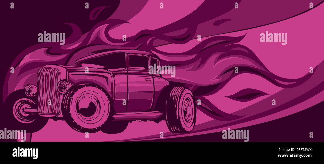 Fondo De Hot Rod Vintage Cartel Vintage Con Pin Up Girl Y Hot Rod