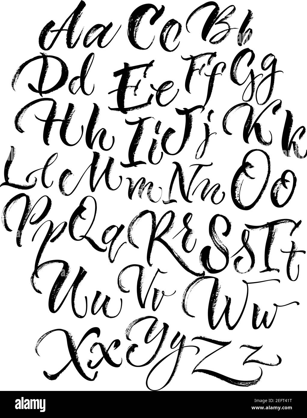 Black scrawling uppercase and lowercase alphabet letters made with ...