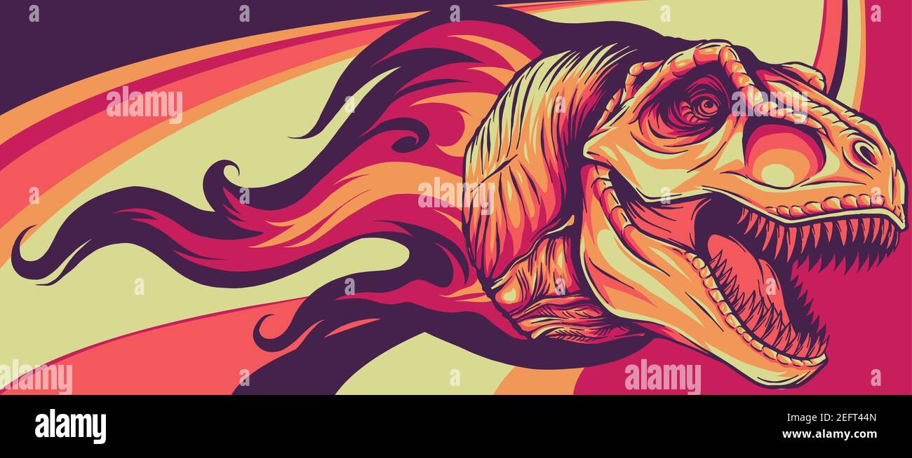 dinosaurus tyrannosaurus rex head with flames vector illustration design Stock Vector Image ...