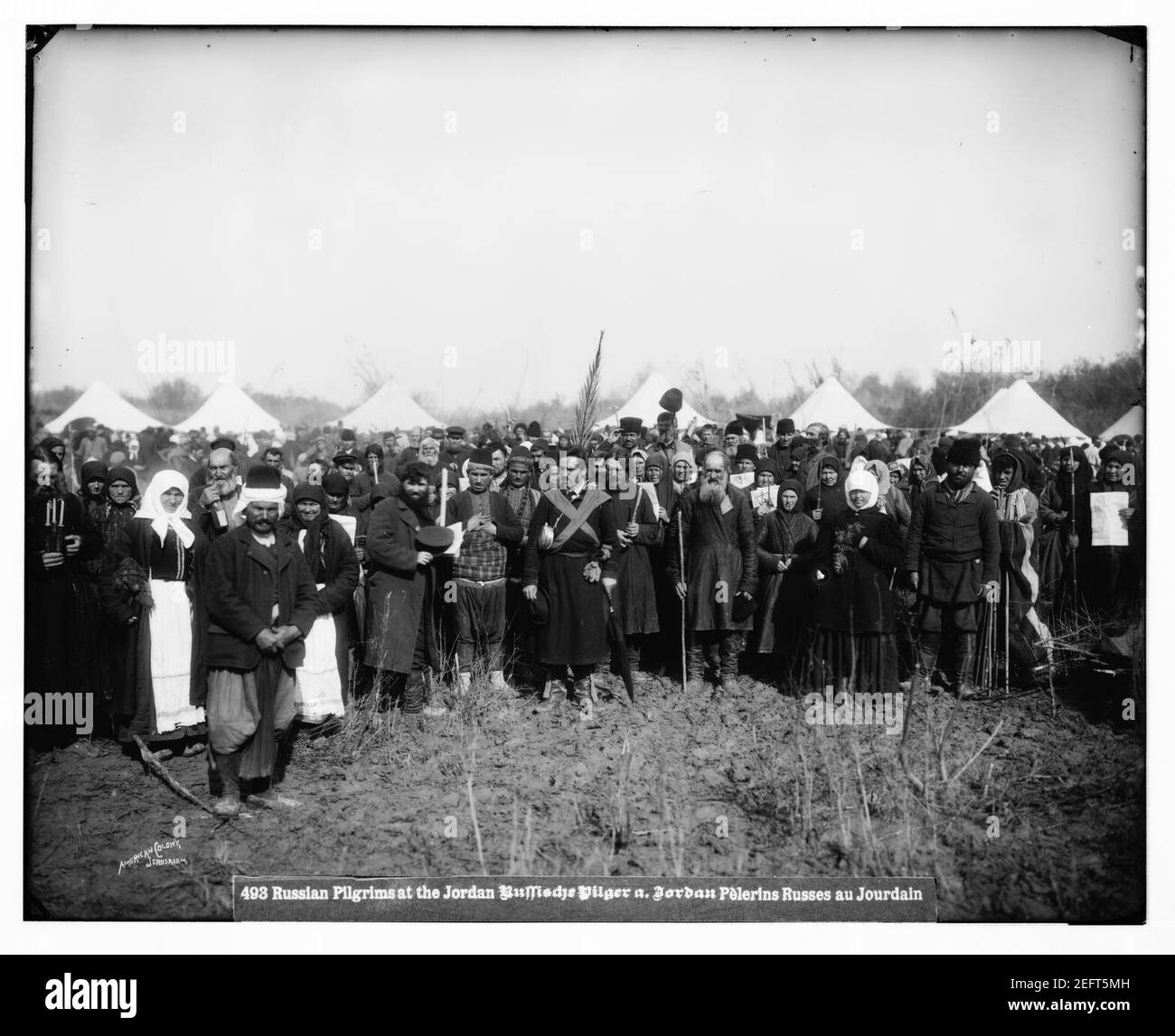 On the way to Jericho (Er-Riha), Jordan, etc. Russian pilgrims at the ...