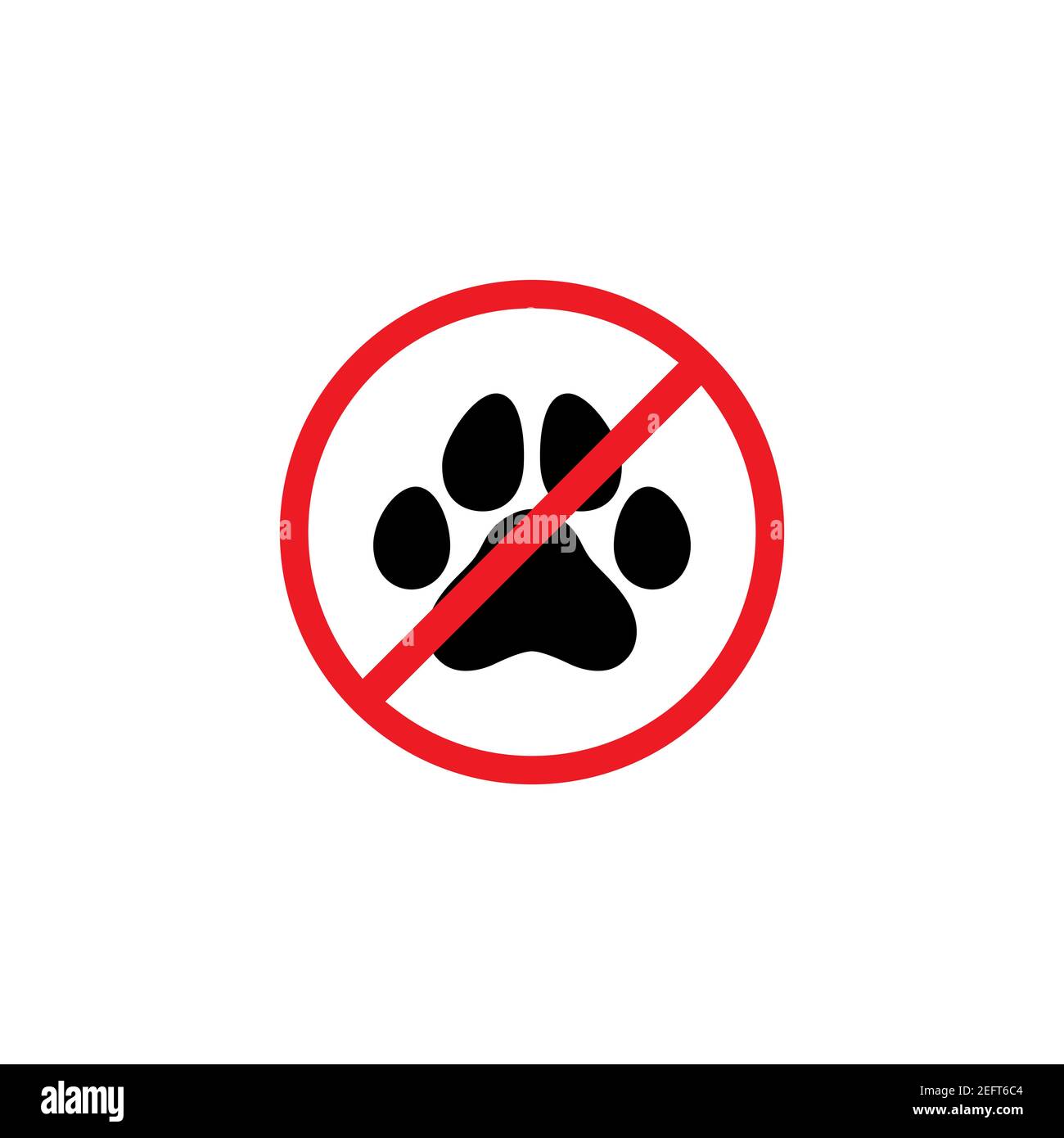 black cat or dog trace in red crossed circle. Forbidden, unallowed sign ...