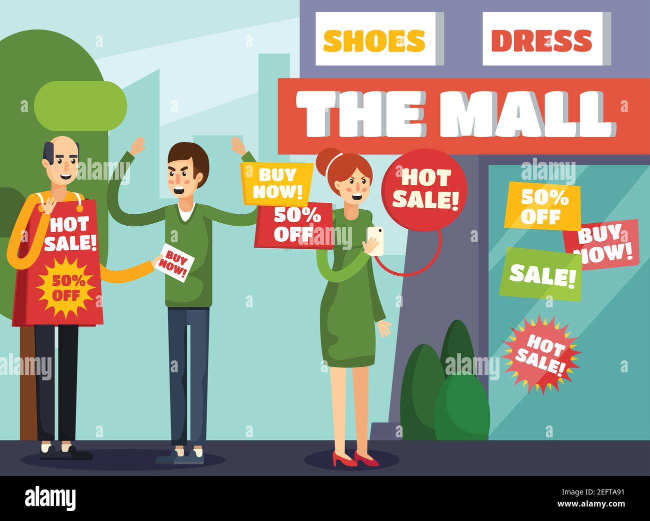 Colored annoying intrusive advertisement orthogonal composition with ...