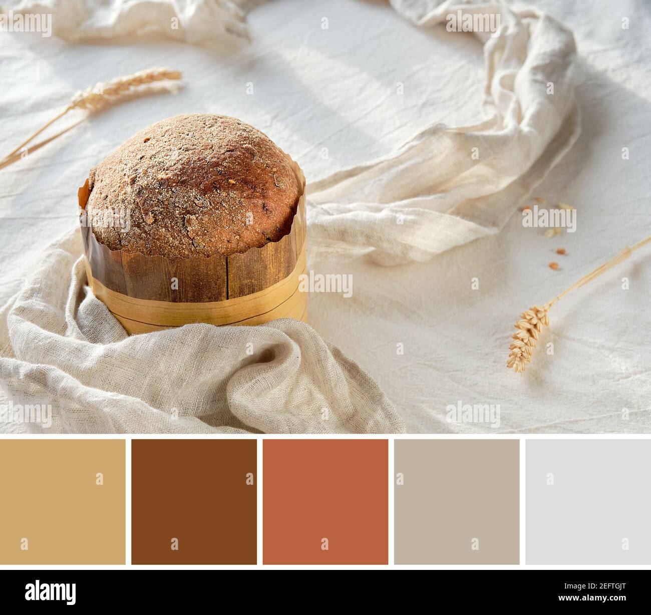 Color matching palette from Dinkelbrot, or spelt bread in English. Loaf ...