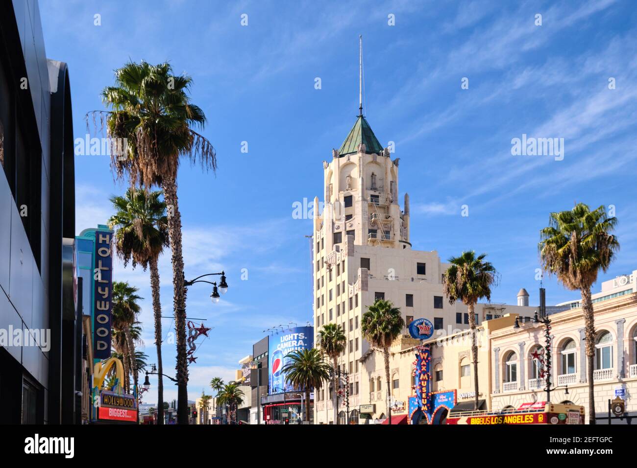 Low Angle View of the Buildings on Hollywood Boulevard, Los Angeles ...