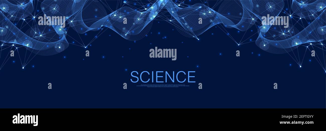 Abstract digital network connections blue background. Artificial intelligence and engineering ...