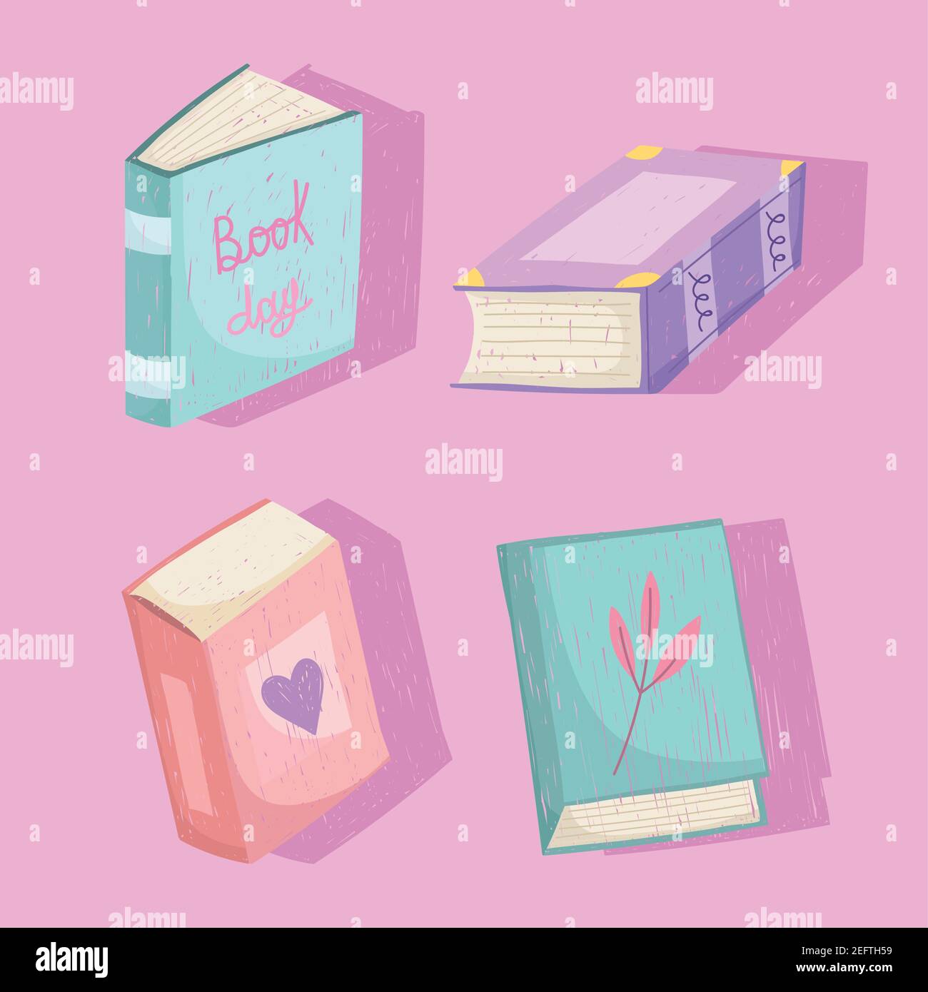 set book icon with different textbook cartoon vector illustration Stock ...