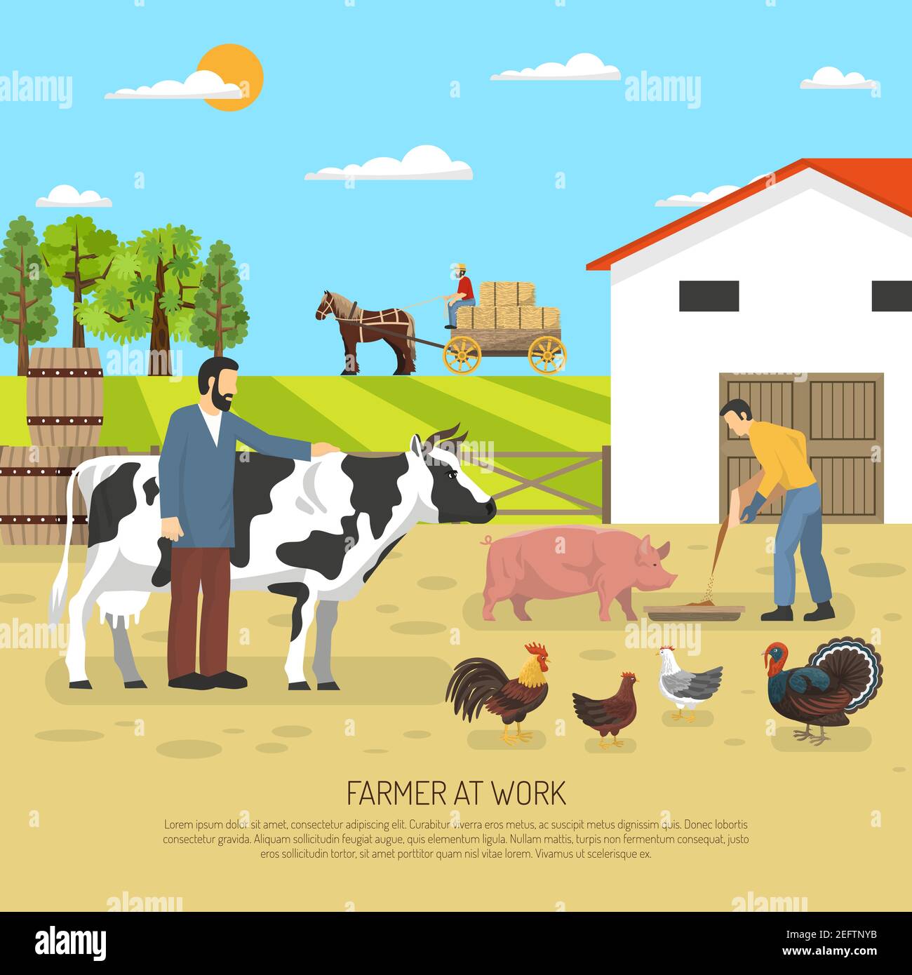 Farm animals composition with ward scenery poultry animals in farming ... Farm animals composition with ward scenery poultry animals in farming ...