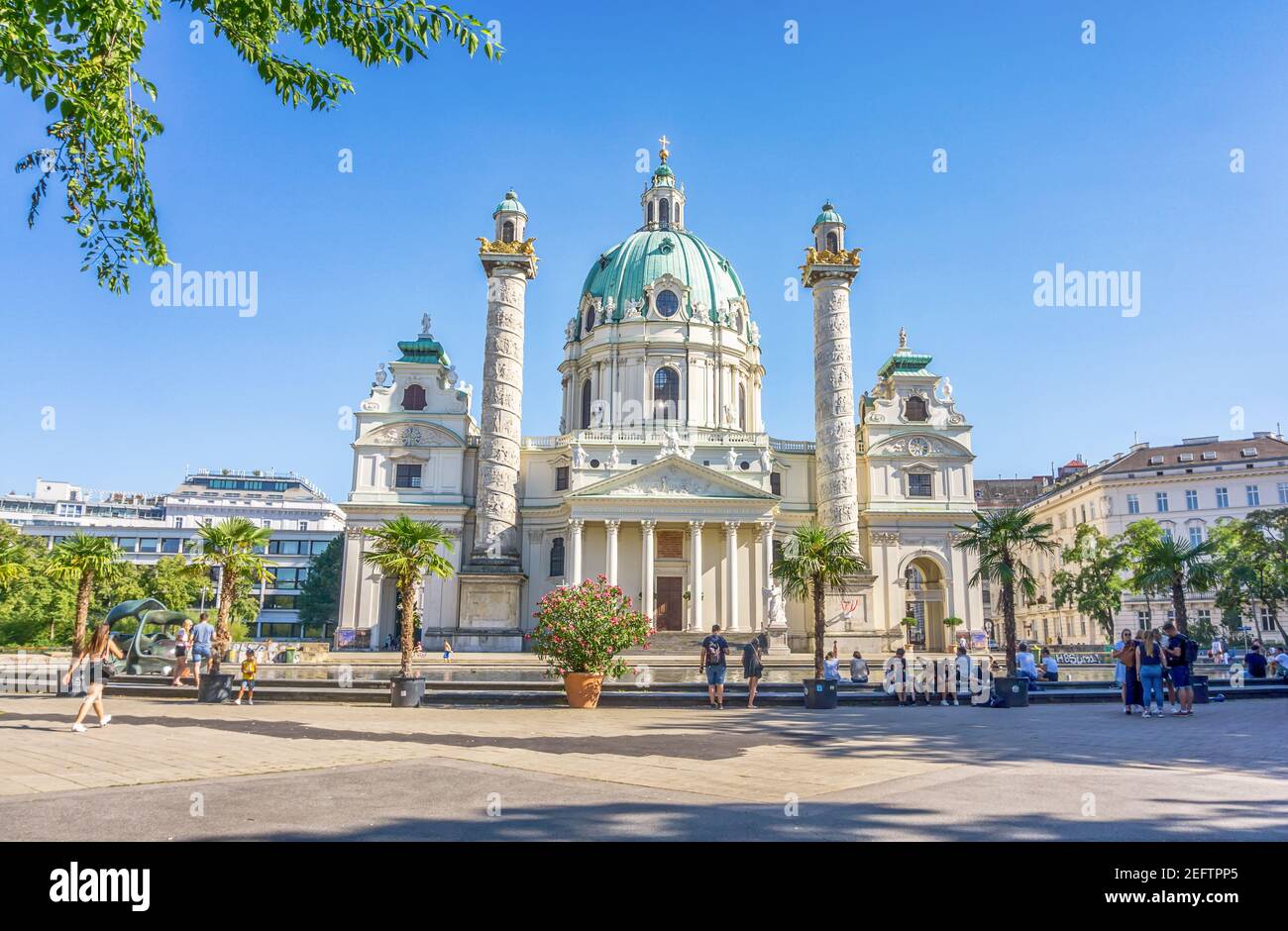 Vienna Austria July.30 2020, Karlskirche at Karlsplatz in downtown ...