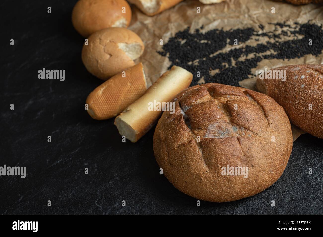 Different types of pastries on a parchment paper Stock Photo - Alamy