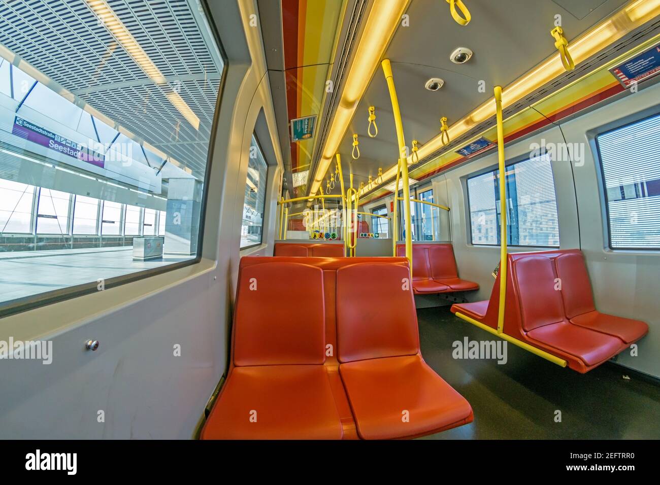 Vienna Austria Aug.15 2020,Wide angle view of Vienna empty Vienna Metro ...